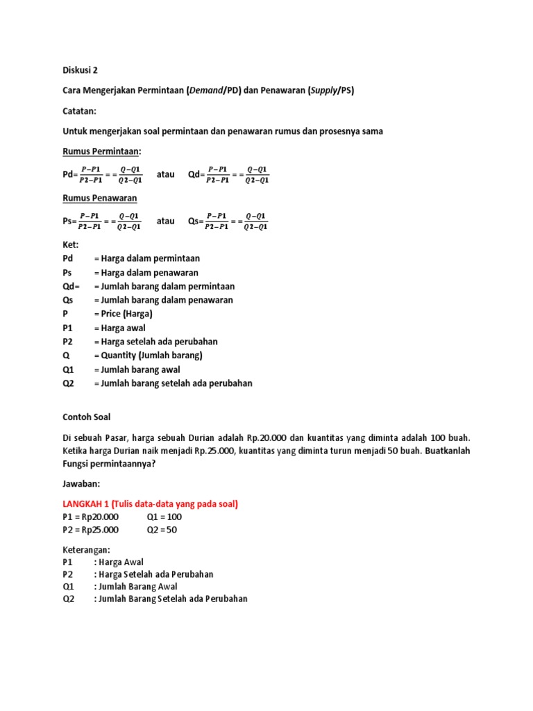 Soal D.2 Permintaan Dan Penawaran | PDF