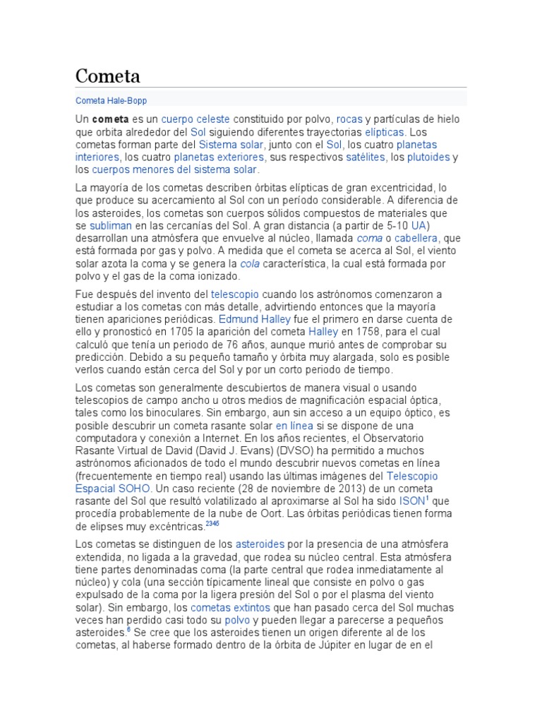 Cometa - Fisica | PDF | Cometa | Asteroide