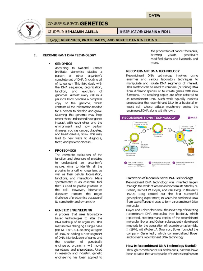 06-Genomics, Proteomics, and Genetic Engineering | PDF | Genetic Engineering | Recombinant Dna
