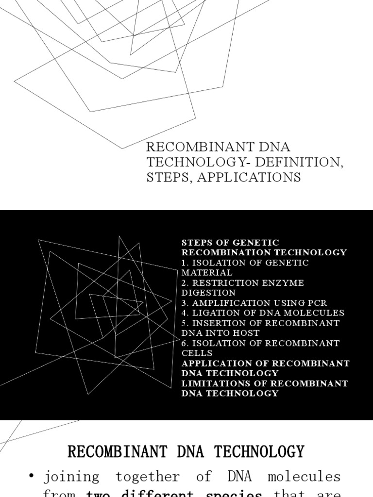 Overview of Recombinant DNA Technology | PDF | Recombinant Dna ...