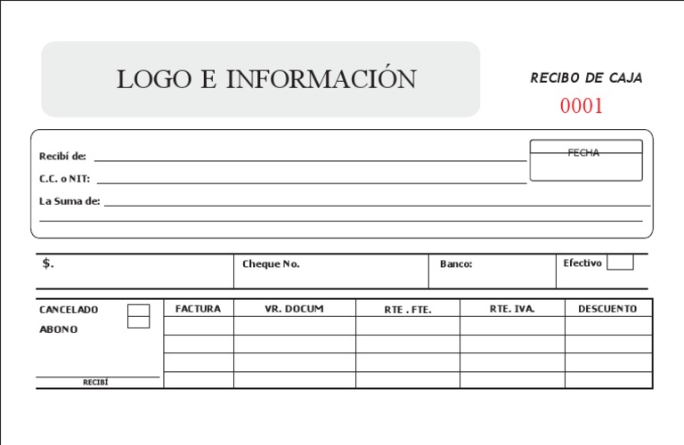 Plantilla Recibo de Caja | PDF