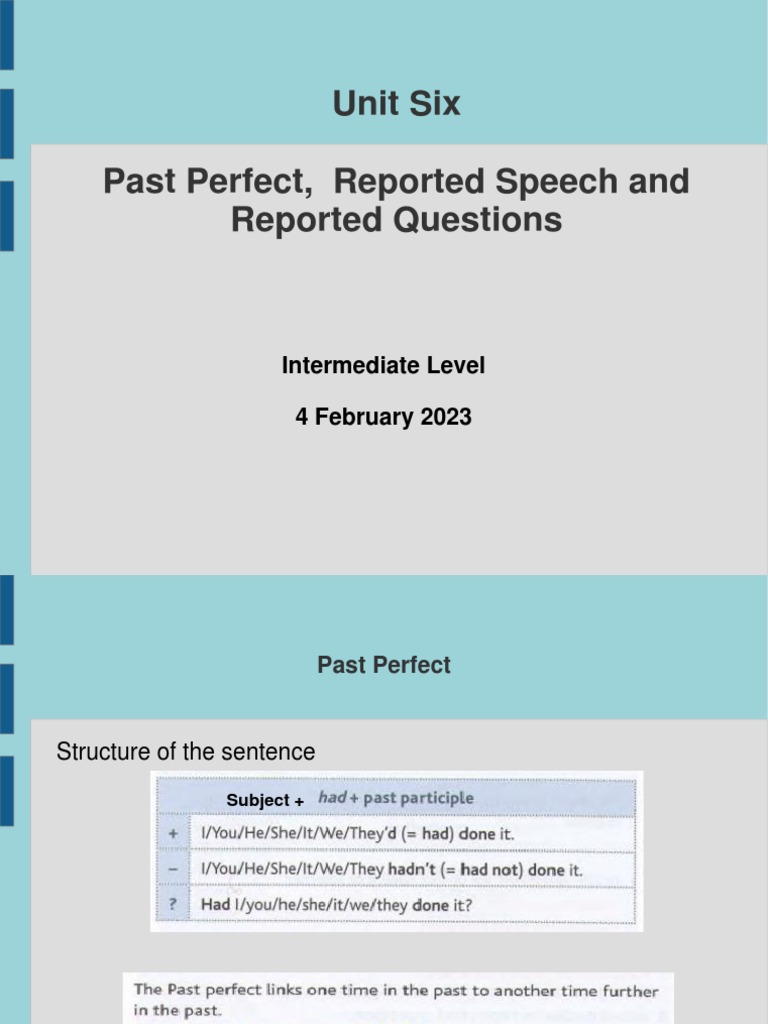 Past Perfect in Reported Speech Guide | PDF