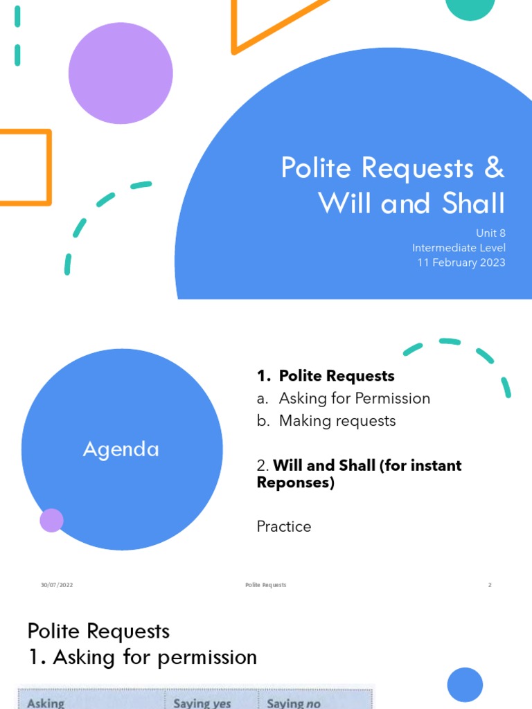 Polite Requests & Will and Shall | PDF
