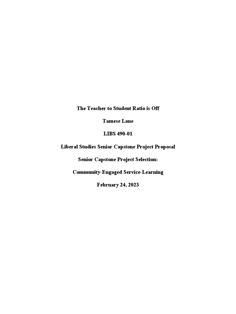 Liberal Studies Senior Capstone Project Proposal - Tamese Lane | PDF ...