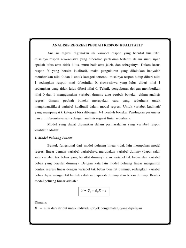 Analisis Regresi Kualitatif | PDF