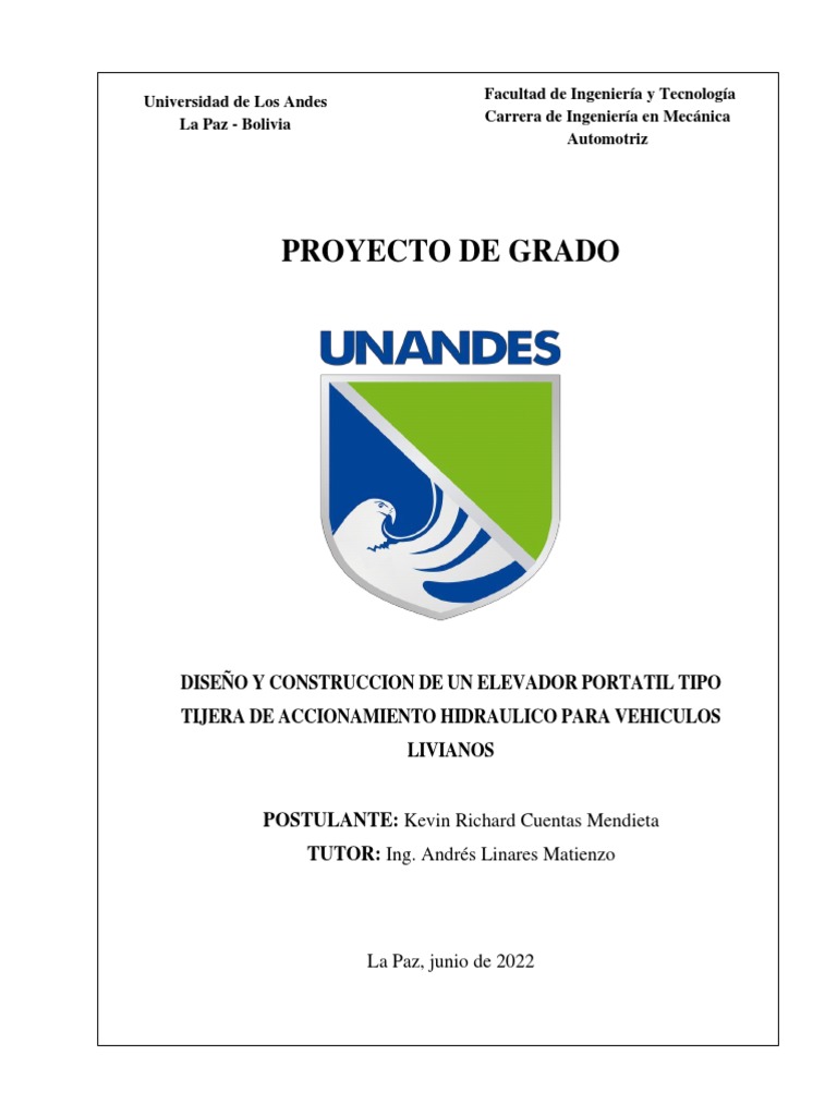 Proyecto de Grado Kevin Cuentas | PDF | Diseño | Tornillo