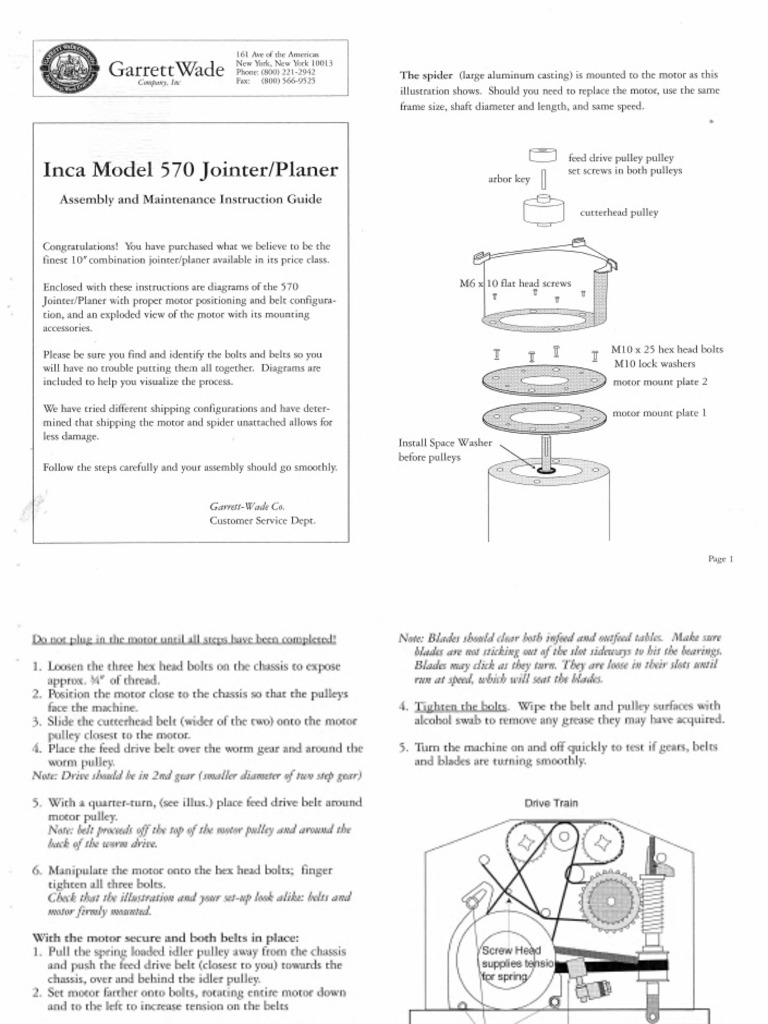 INCA Planer Jointer Tuning | PDF