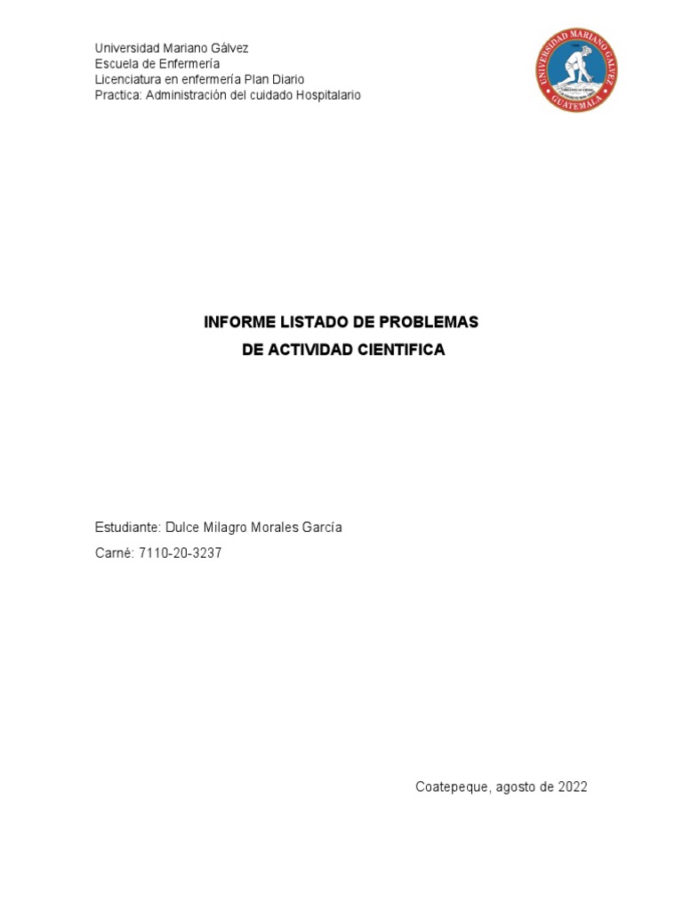 Informe Listado de Problemas | PDF