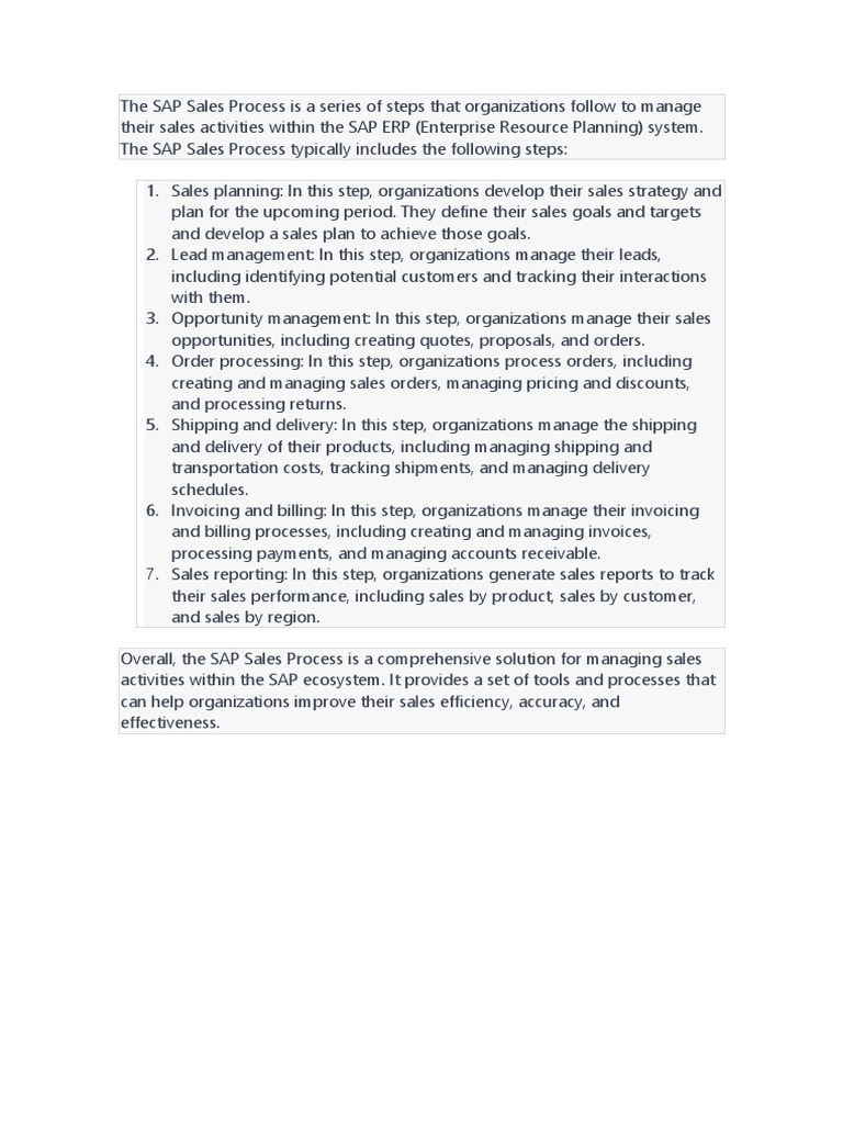 The SAP Sales Process | PDF