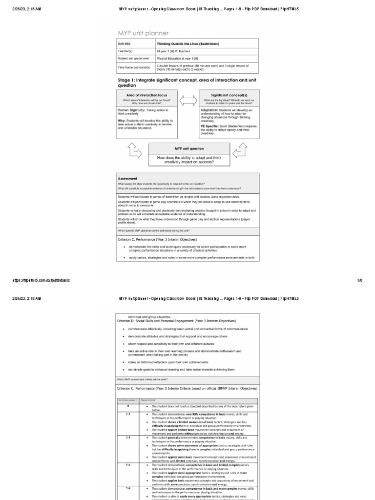 MYP Unit Planner - Opening Classroom Doors - IB Teaching ... Pages 1-8 ...