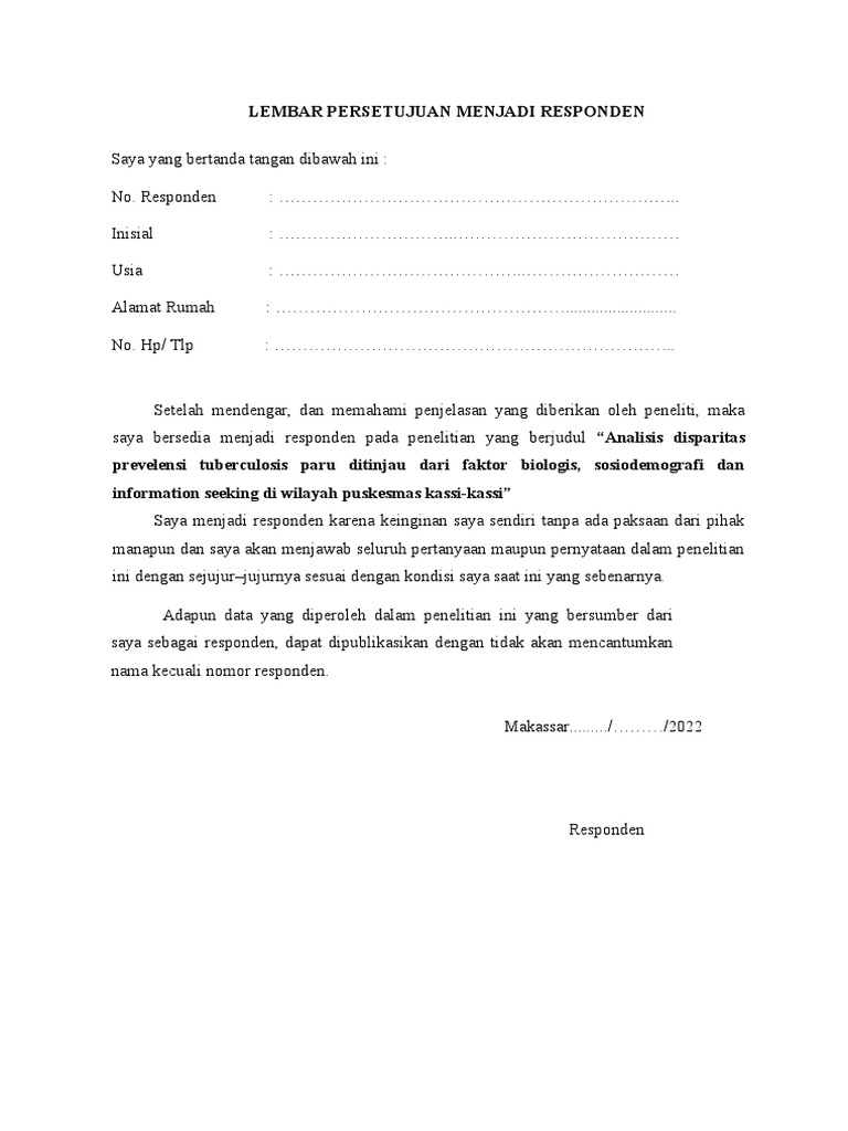 Lembar Persetujuan Menjadi Responden _nurhalisah | PDF