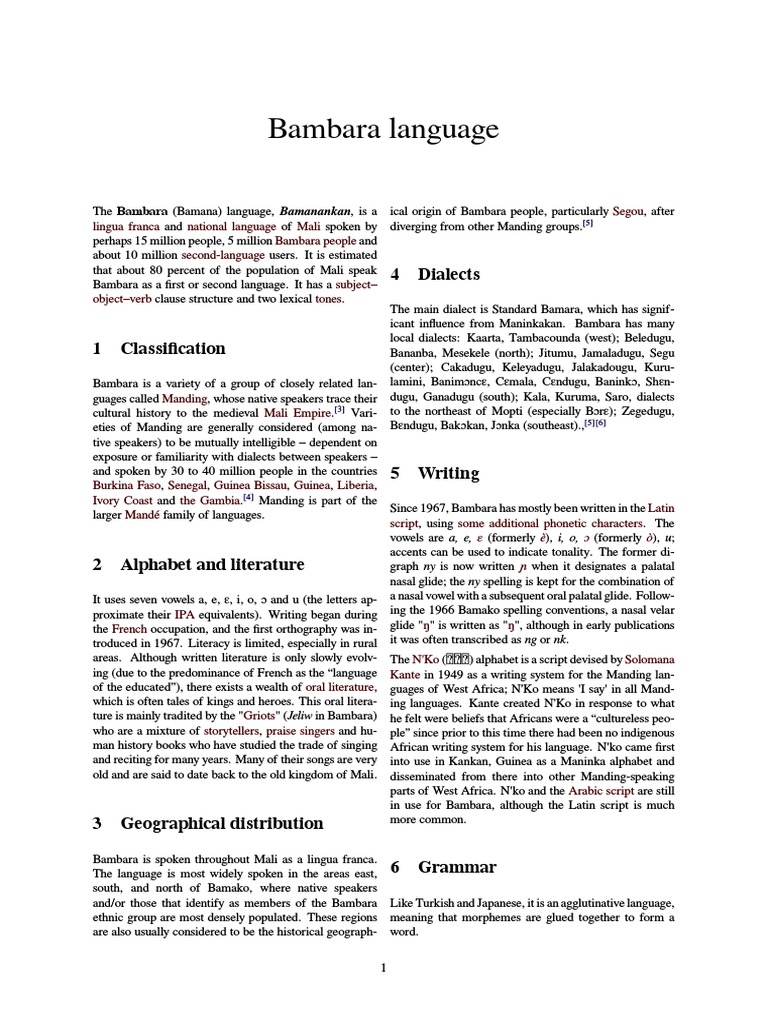 Bambara Overview | PDF | Linguistics | Human Communication