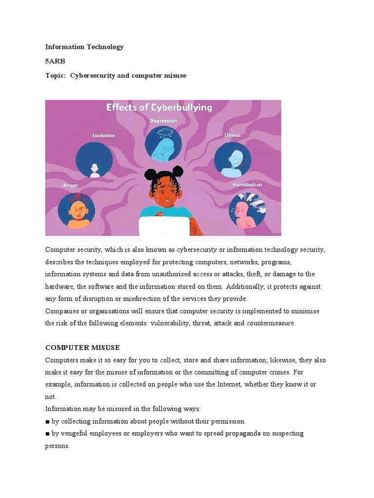 Cybersecurity and Computer Misuse | PDF | Security | Computer Security Cybersecurity and Computer Misuse | PDF | Security | Computer Security