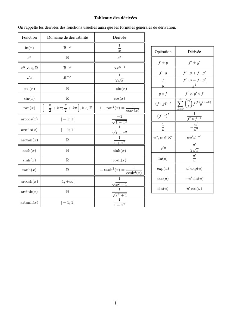 Dérivées Résumé 02 | PDF | Mathématiques | Analyse mathématique