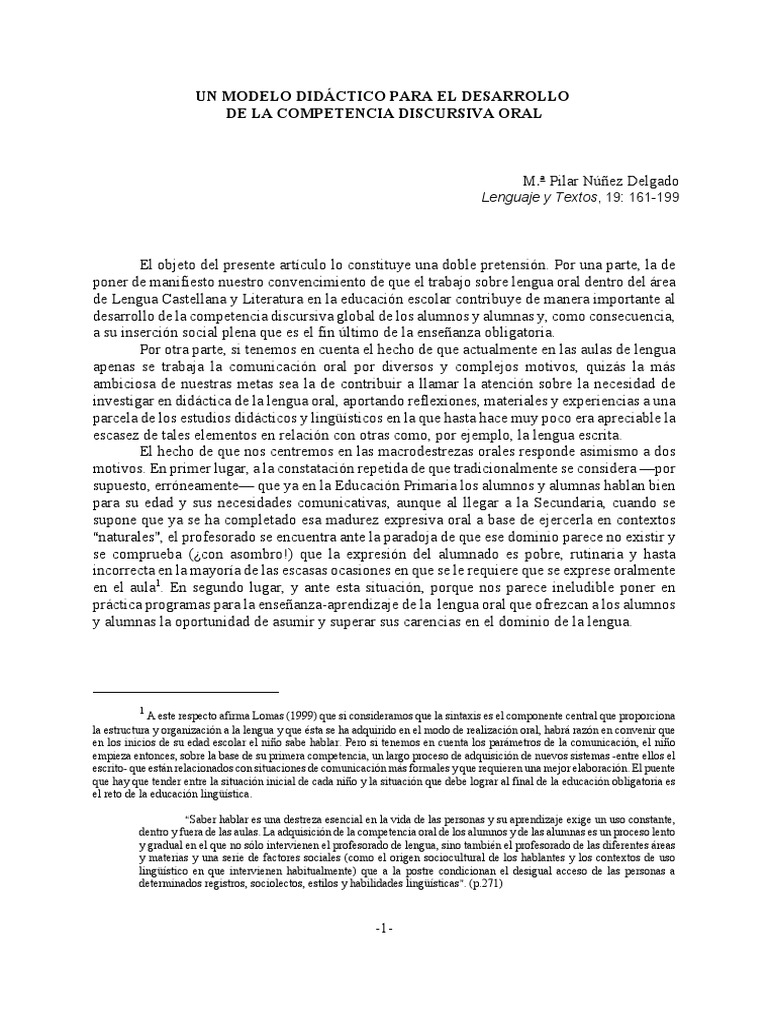Desarrollo de la Competencia Oral en Educación | PDF | Lingüística ...