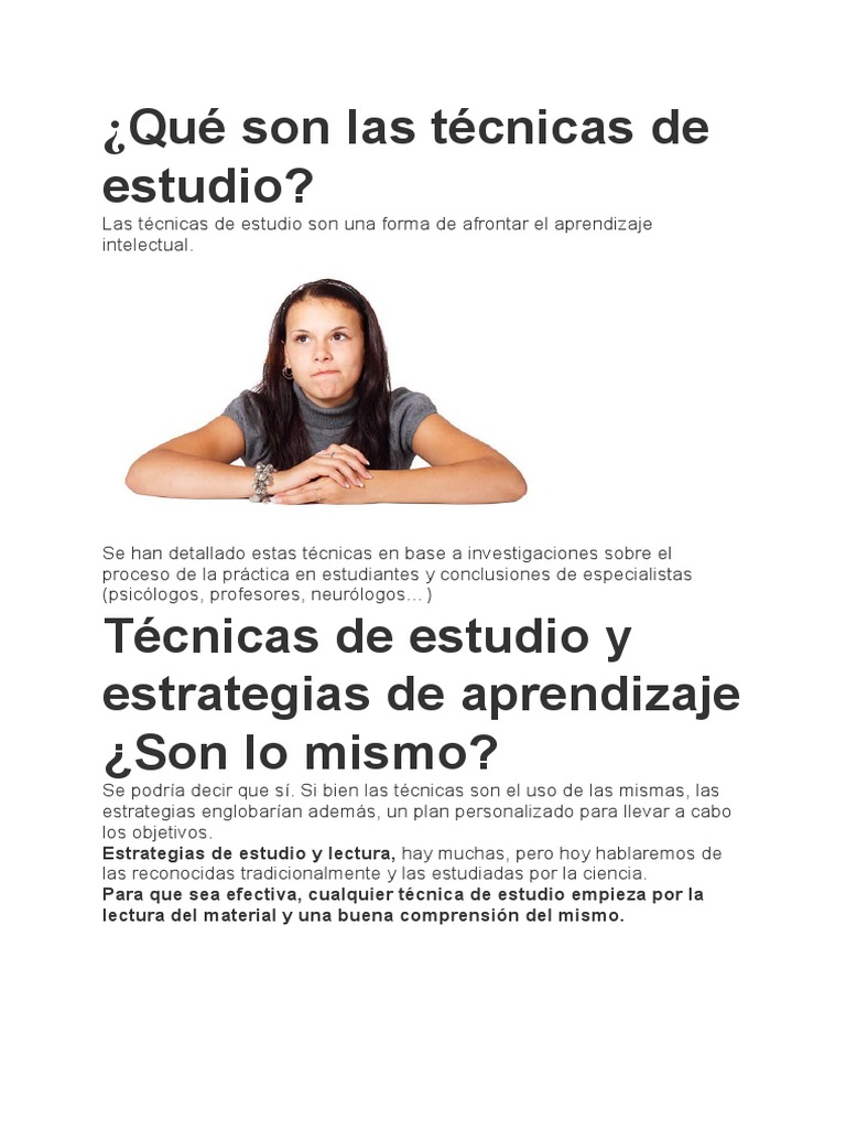 Tecnicas de Estudio | PDF | Habilidades de estudio | Aprendizaje