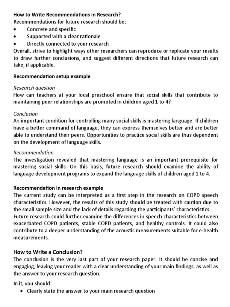 How To Write Recommendations in Research | PDF | Chronic Obstructive ...
