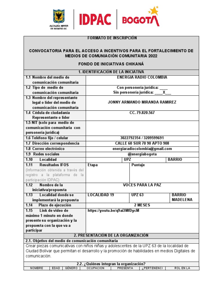 Formato de Inscripcion Medios de Comunicacion | PDF | Comunicación ...