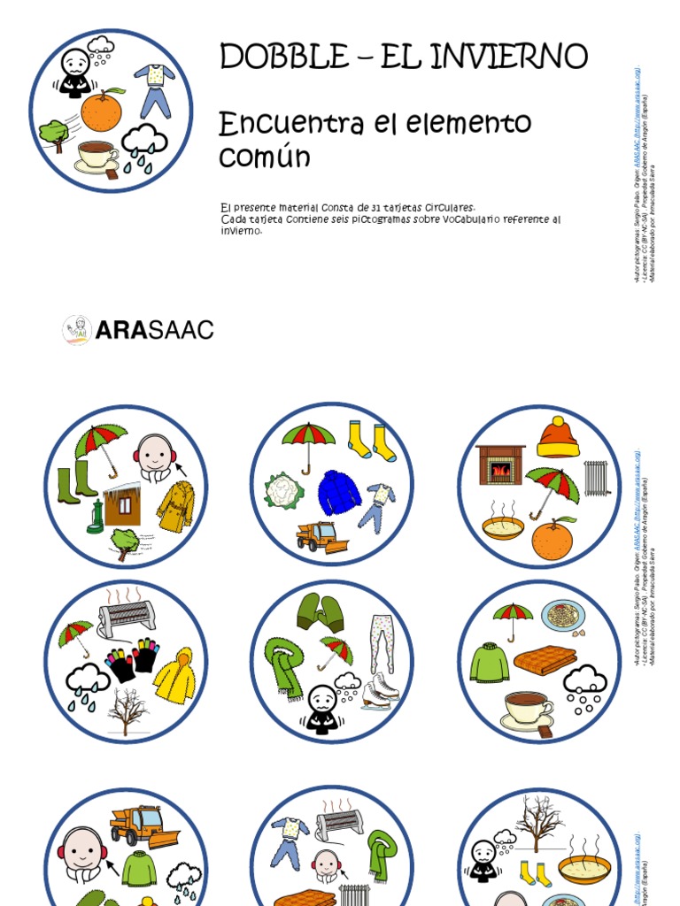 Dobble Invierno: Tarjetas para Imprimir | PDF | Estudios de idiomas ...