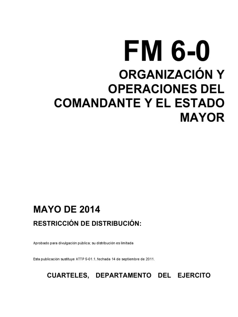 Organización Y Operaciones Del Comandante Y El Estado Mayor: MAYO DE ...