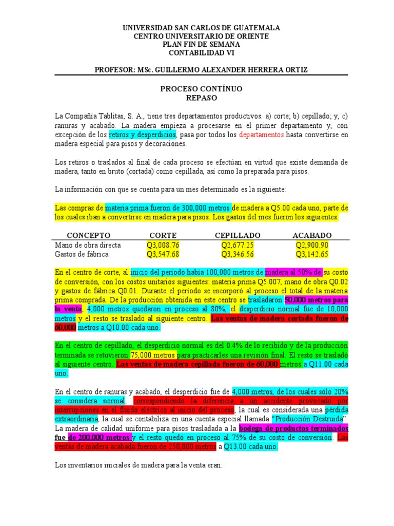 Proceso Contínuo, DIRIGIDO 1 | PDF | Economias