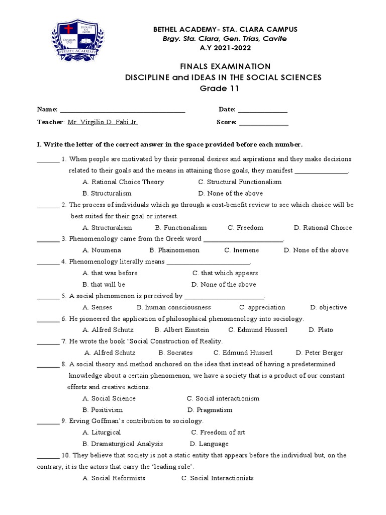 Understanding Social Sciences Through Exams | PDF | Sociology ...