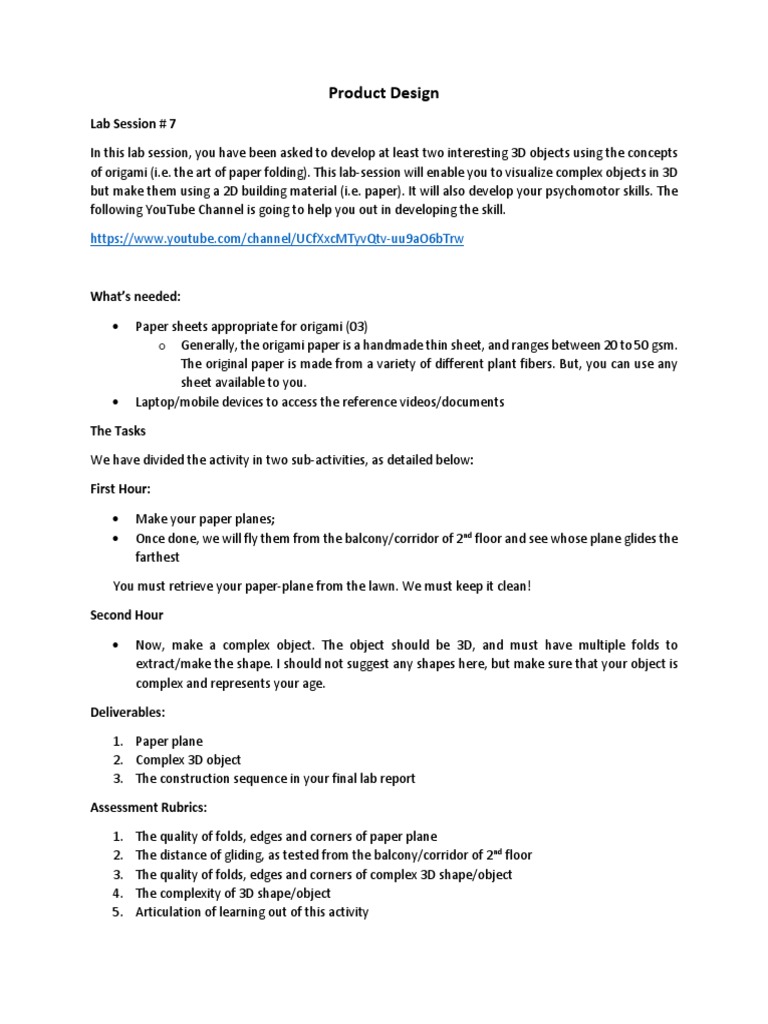 Lab 7 - Origami | PDF