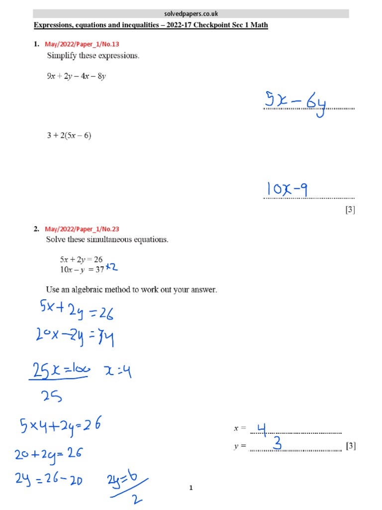 Expressions, Equations and Inequalitys | PDF | Mathematics | Elementary ...