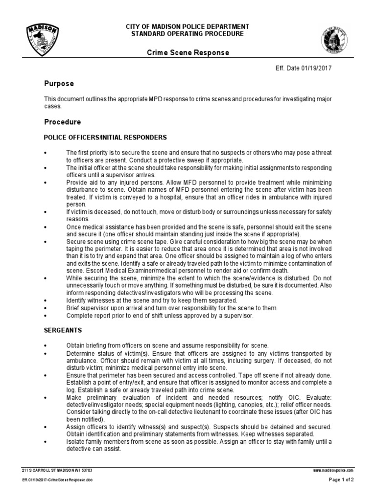 Crimescene Response | PDF | Crime Scene | Criminal Justice