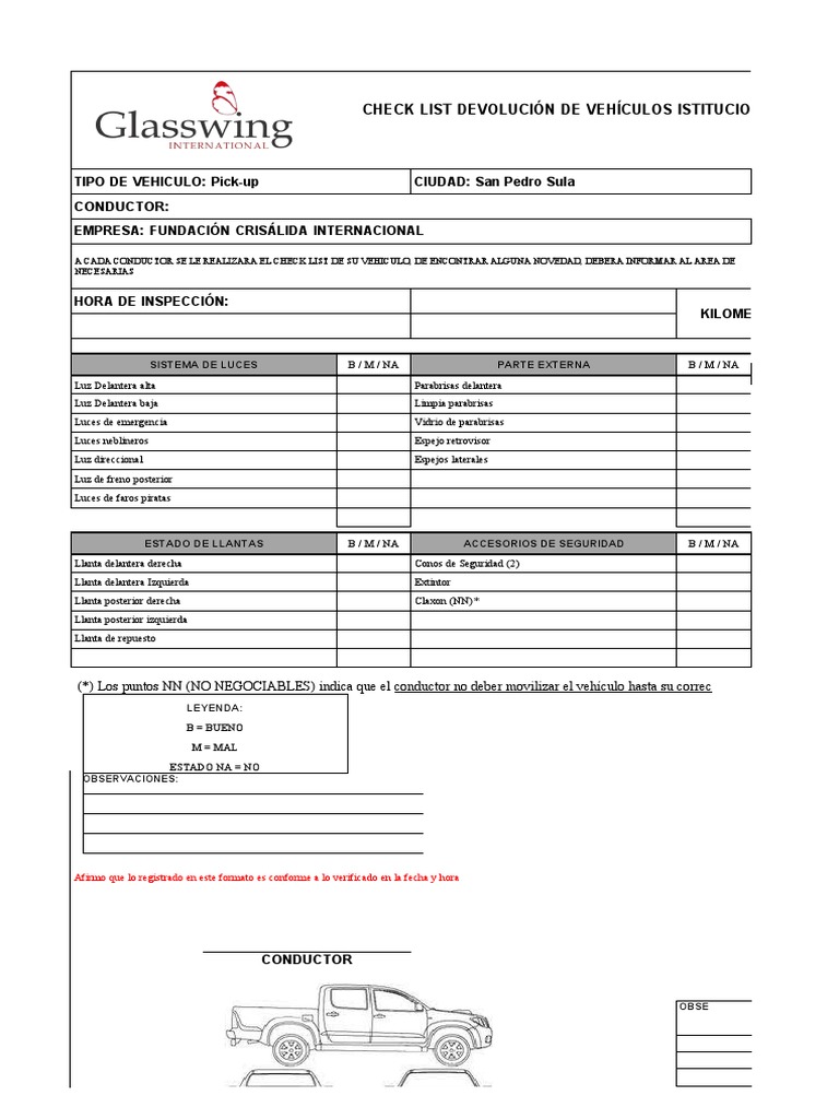 Check de Vehiculo | PDF | Bienes manufacturados | Vehículos terrestres