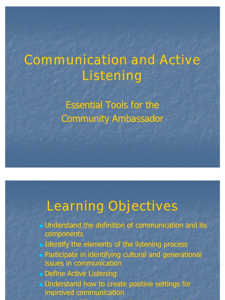 Communication and Active Listening Com | PDF | Nonverbal Communication ...