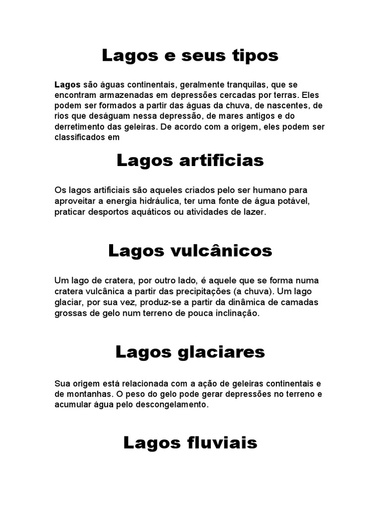 Tipos de lagos em até | PDF