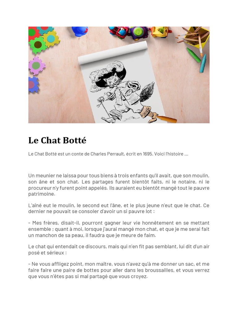 Le Chat Botté : Histoire et Résumé | PDF | Chats