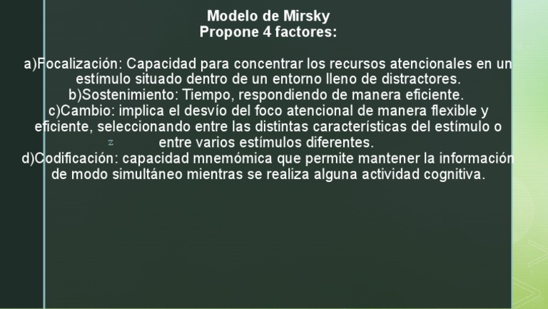 Modelo de Atención de Mirsky: Factores Clave | PDF