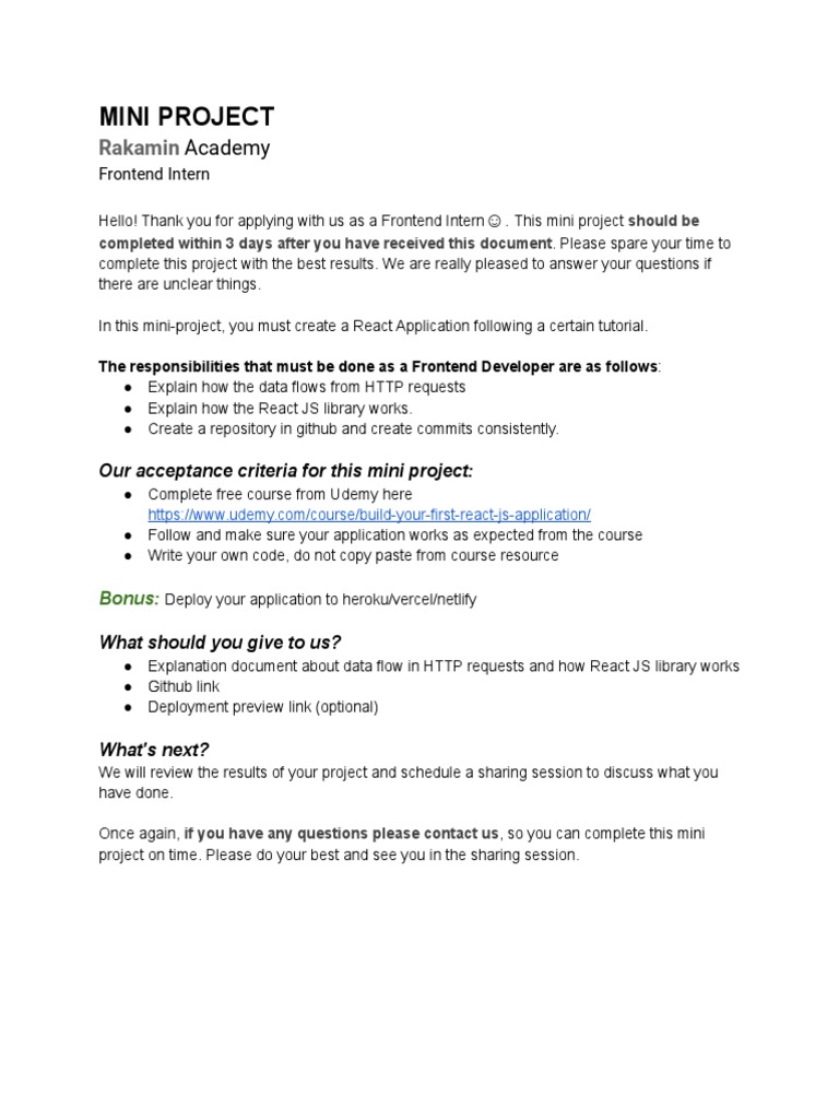 Frontend Internship Mini Project v2 | PDF