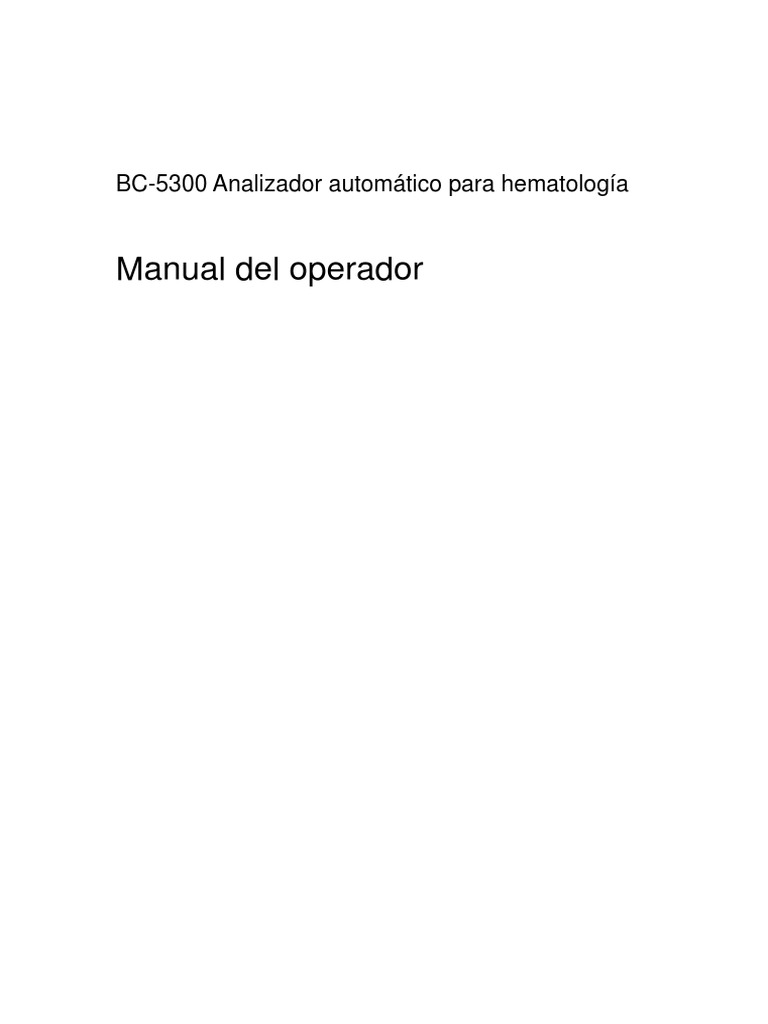 Manual Del Operador: BC-5300 Analizador Automático para Hematologí A ...