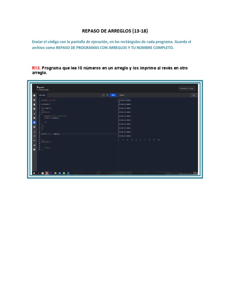 REPASO DE PROGRAMAS CON ARREGLOS 13-18 | PDF