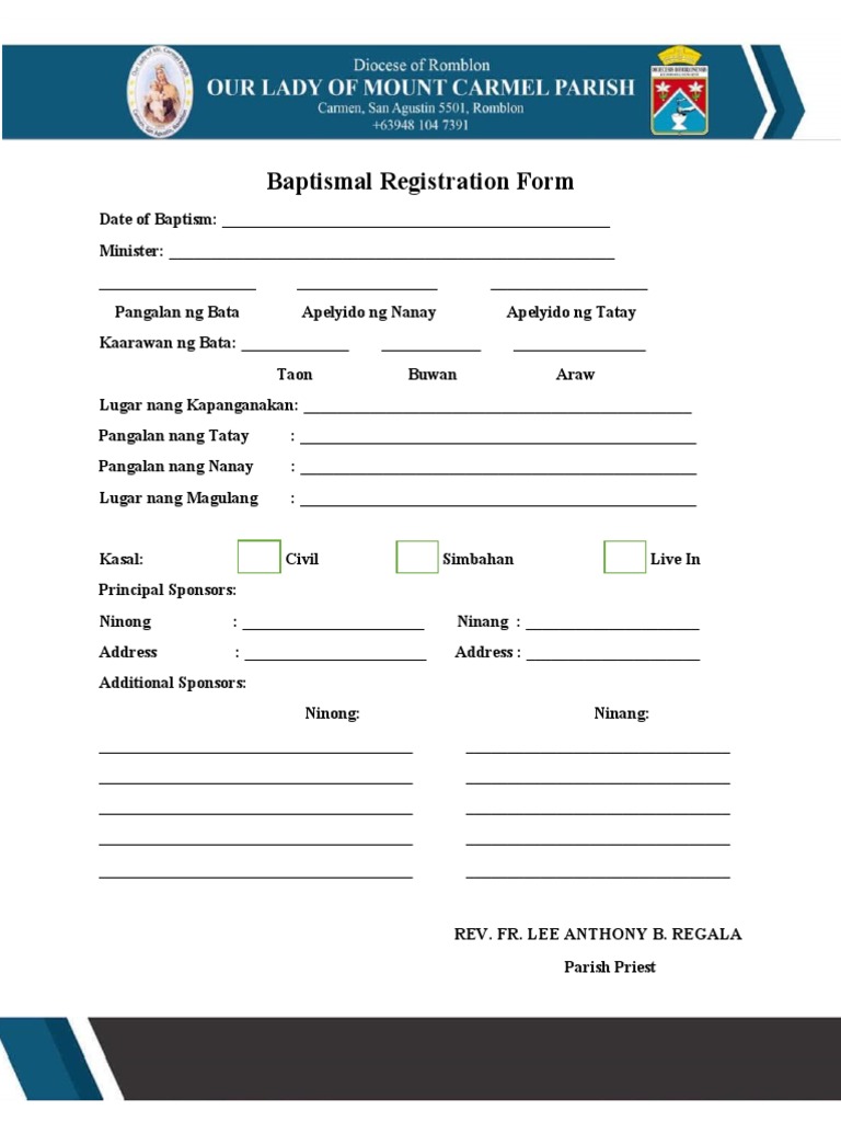 Baptismal Registration | PDF
