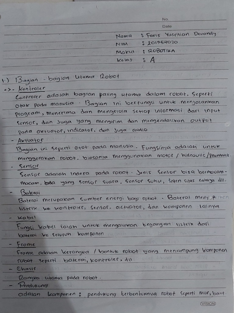 UAS - Robotika - 201954070 - Faris Yusrilian Devandy | PDF
