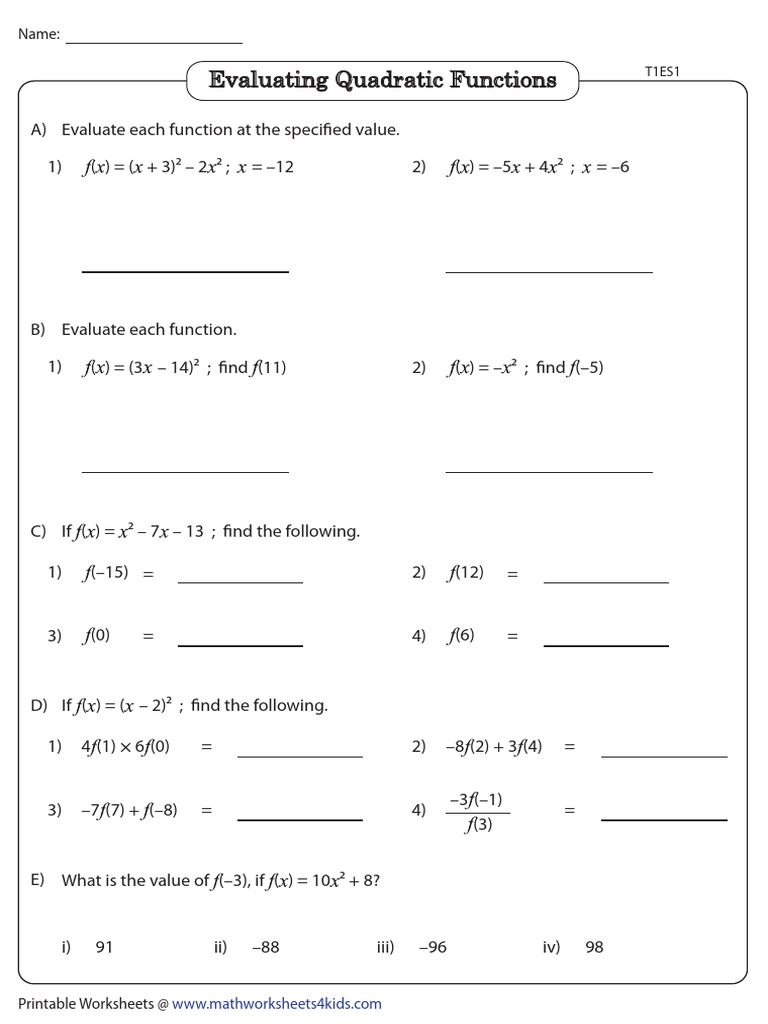 Quadratic Functions Easy 1 | Download Free PDF | Computer Programming ...