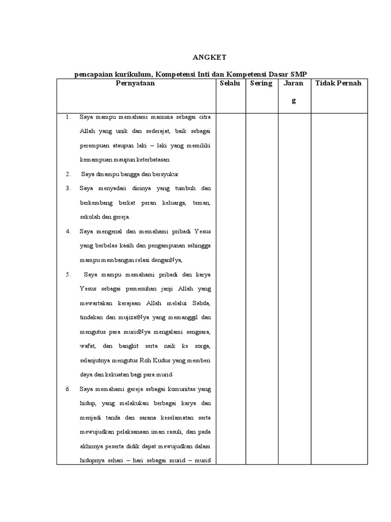 Angket SMP | PDF