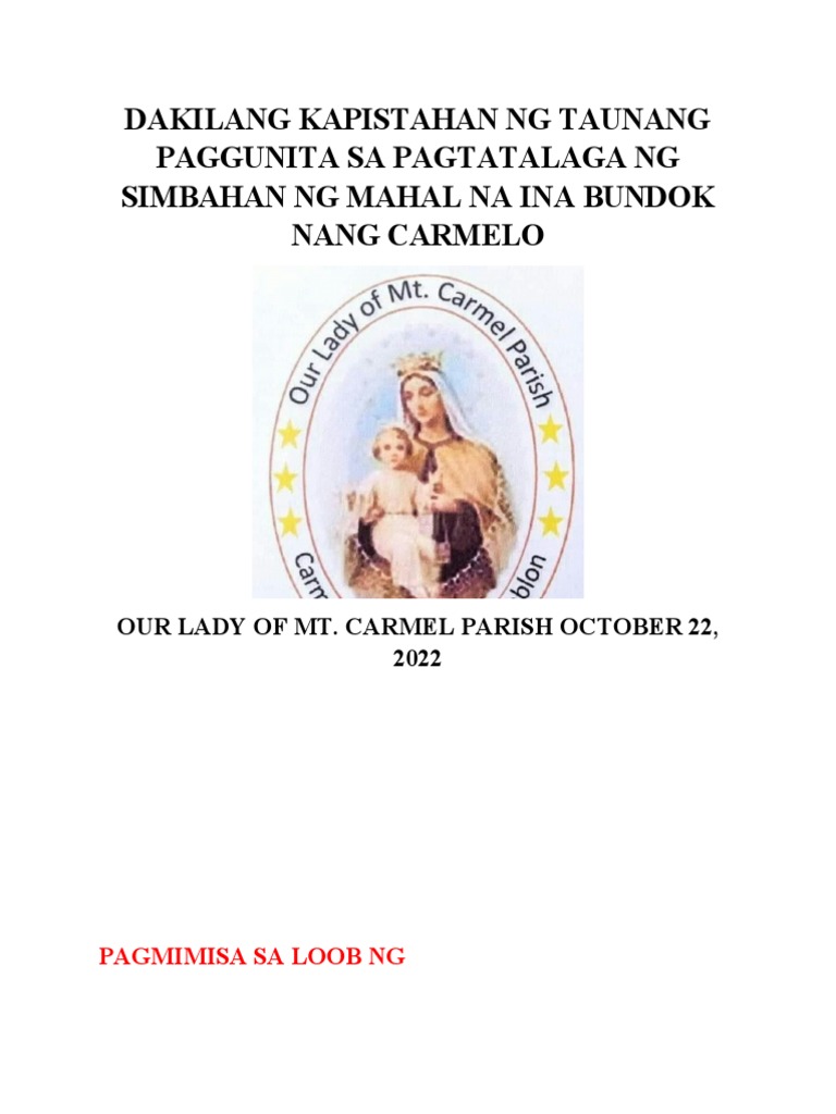 Dakilang Kapistahan NG Taunang Paggunita Sa Pagtatalaga NG Simbahan NG ...
