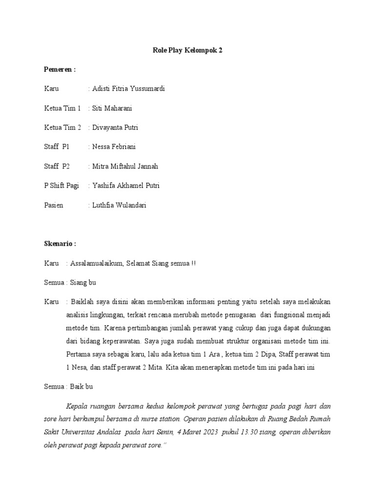 KEL 2 - Pert.2 - Role Play | PDF | Pengembangan Diri | Sains & Matematika