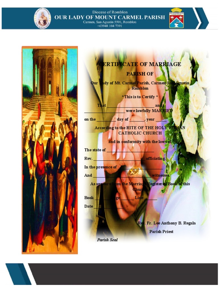 Catholic Marriage Confirmation Certificate | PDF