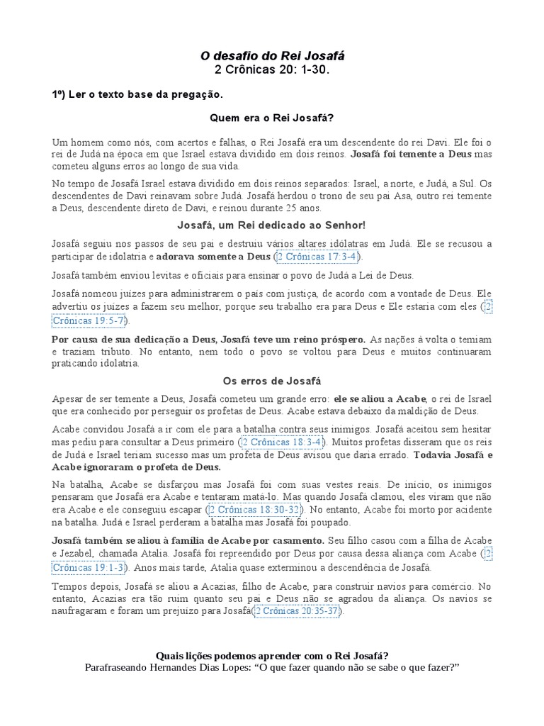 Lições do Rei Josafá em Oração | PDF | Oração | Abraão