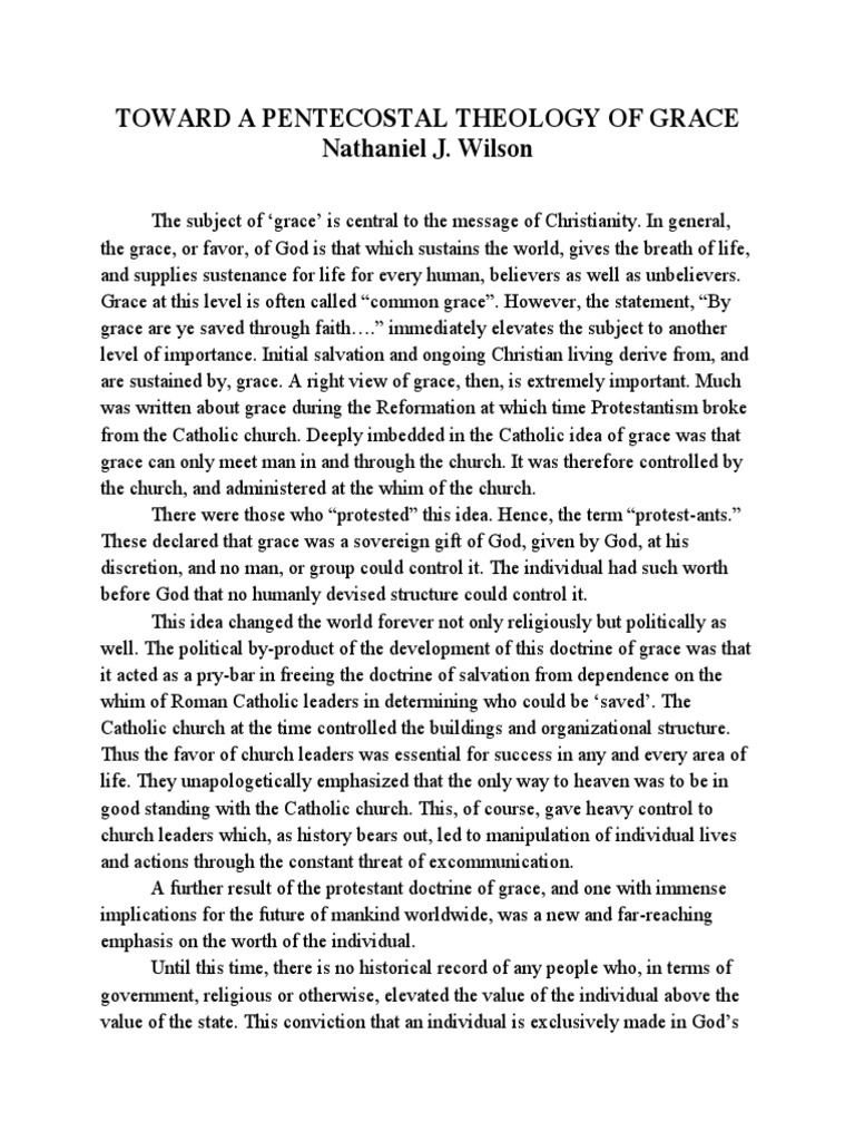 Article Toward A Pentecostal Theology of Grace | PDF | Arminianism ...