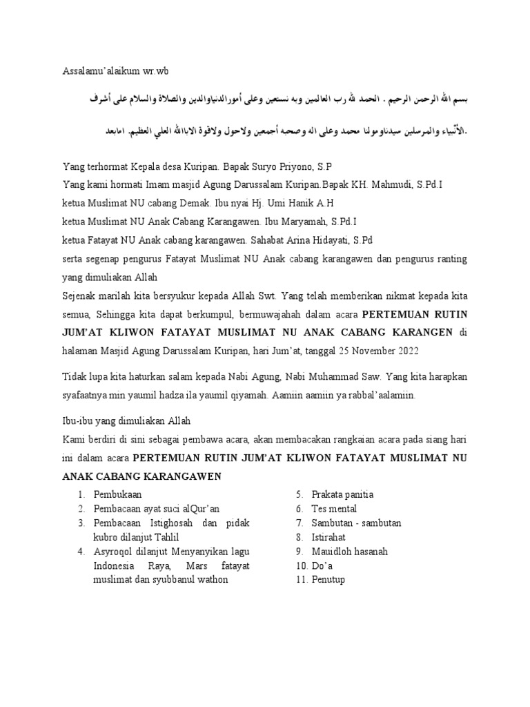 MC Rutinan Kliwonan | PDF