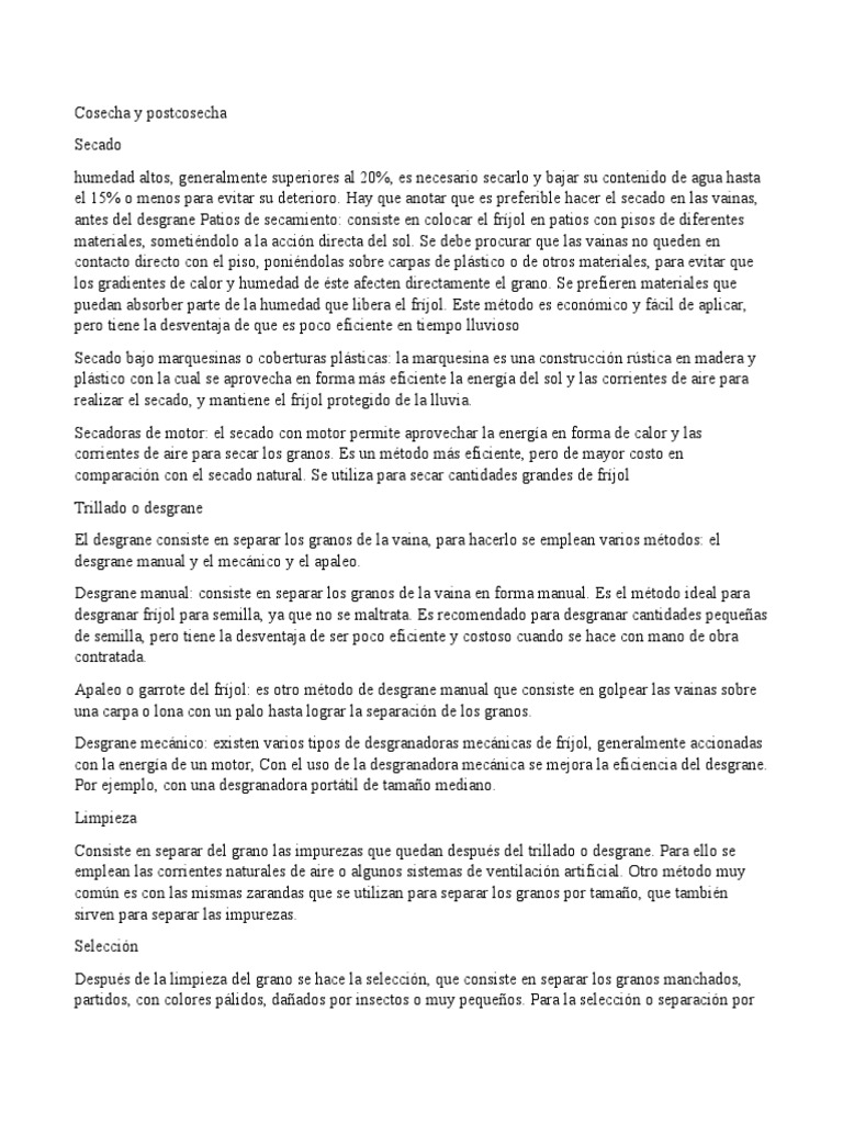Etapas de Proceso Del Frijol | PDF | Agua | Maíz