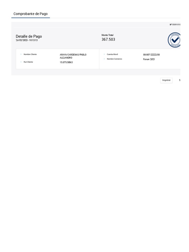 Comprobante de Pago Banco de Chile | PDF