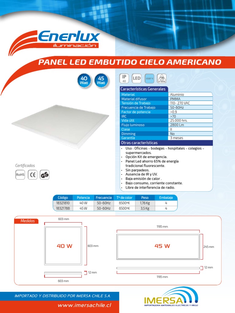 FICHA-TECNICA-PANEL-LED-40w EMBUTIDO-CIELO-AMERICANO-ENERLUX-1 ...